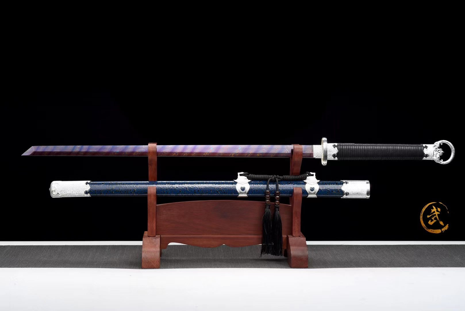 Aokage Ninjatō | Blue Damascus Steel Ninja Sword – Sabre Japonais